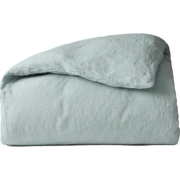 COYUCHI Relaxed Organic Linen Duvet Cover - Pacific Blue Chambray
