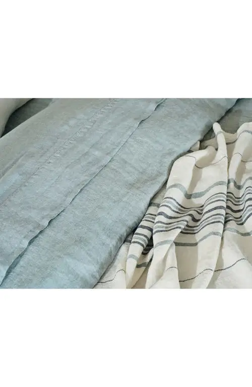 COYUCHI Relaxed Organic Linen Duvet Cover - Pacific Blue Chambray