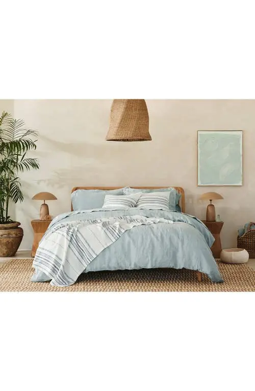 COYUCHI Relaxed Organic Linen Duvet Cover - Pacific Blue Chambray