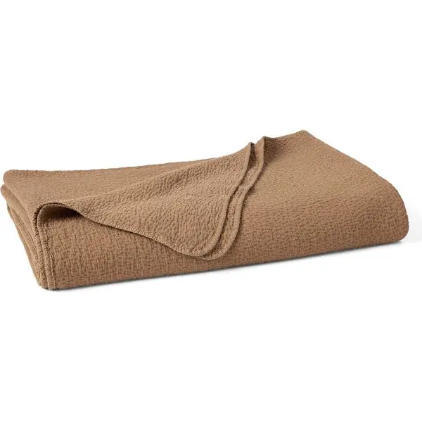 COYUCHI Cascade Organic Cotton Matelassé Blanket - Chestnut