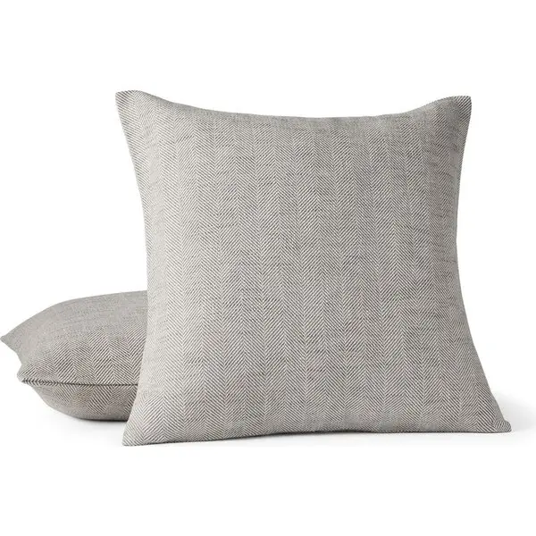 COYUCHI Canyon Organic Cotton Pillow - Graphite Herringbone
