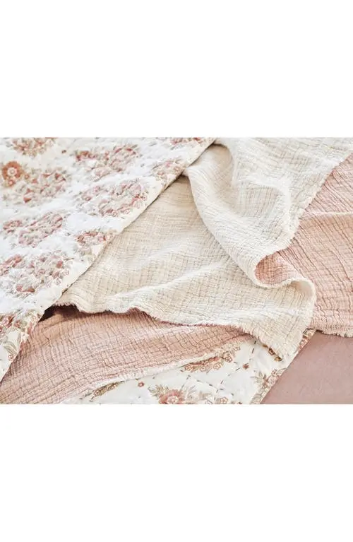 COYUCHI Topanga Organic Cotton Matelassé Bed Blanket - Praline Chambray
