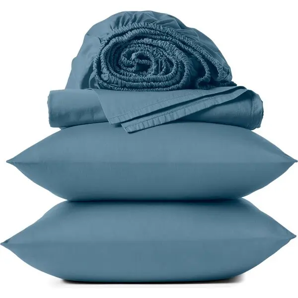 COYUCHI Classic Organic Cotton Sateen Sheet Set - Cerulean
