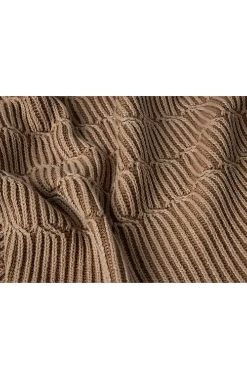 COYUCHI Ivy Organic Cotton Knit Blanket - Fawn