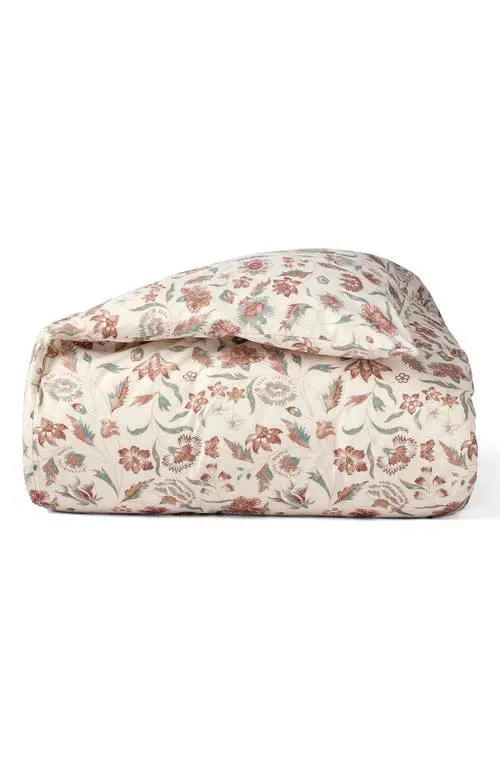 COYUCHI Viola Print Organic Cotton Duvet Cover - Undyed/garnet