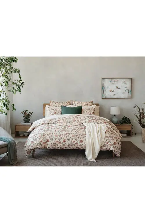 COYUCHI Viola Print Organic Cotton Duvet Cover - Undyed/garnet