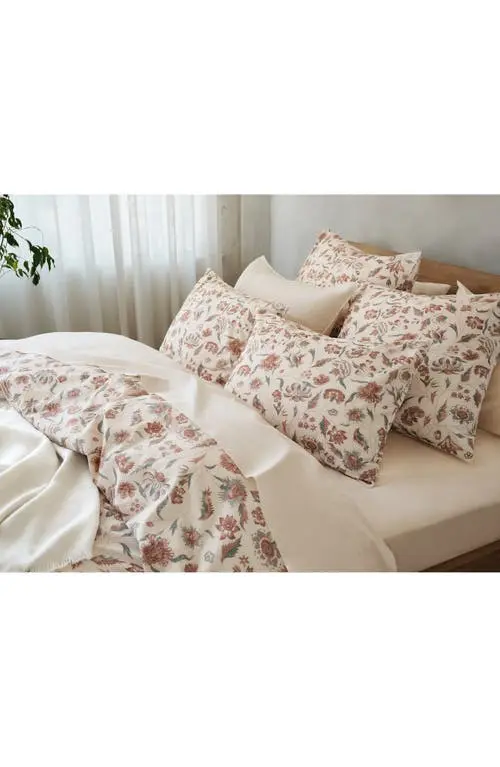 COYUCHI Viola Print Organic Cotton Duvet Cover - Undyed/garnet