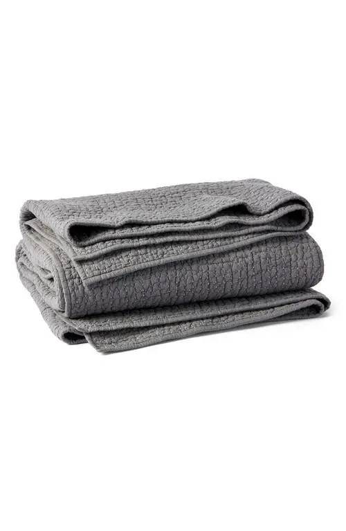 COYUCHI Pebbled Handstitched Organic Cotton Quilt - Slate