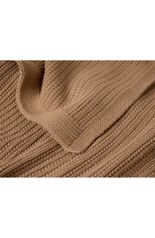 COYUCHI Linea Organic Cotton Knit Blanket - Chestnut