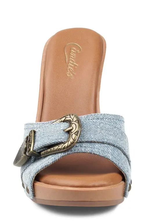 CANDIE'S Federica Platform Slide Sandal - Blue