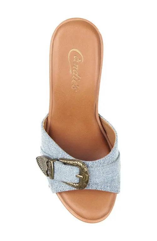 CANDIE'S Federica Platform Slide Sandal - Blue
