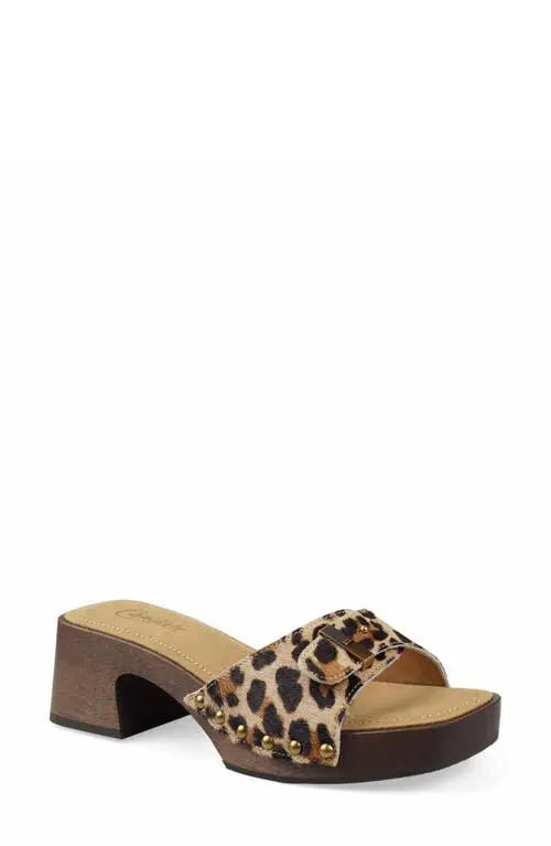 CANDIE'S Shanda Platform Slide Sandal - Leopard Tan