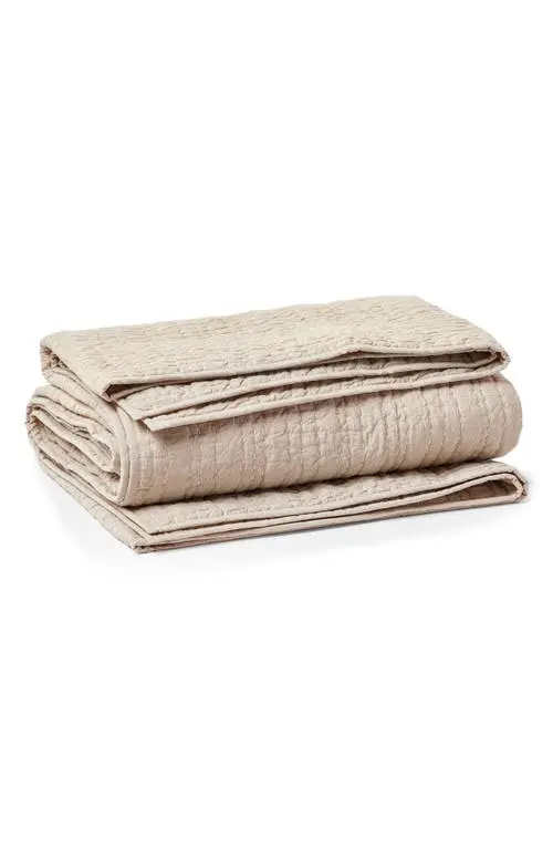 COYUCHI Channel Hand Stitched Organic Cotton Blanket - Hazel Chambray