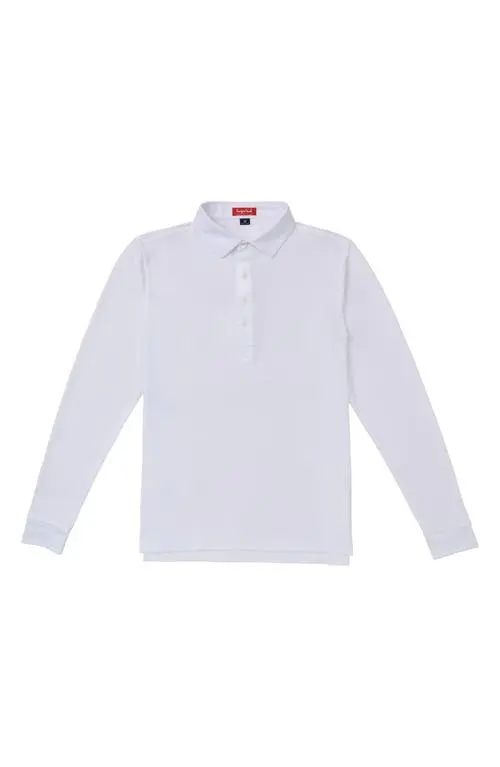 SUGARLOAF SOCIAL CLUB Solid Long Sleeve Piqué Performance Golf Polo - White