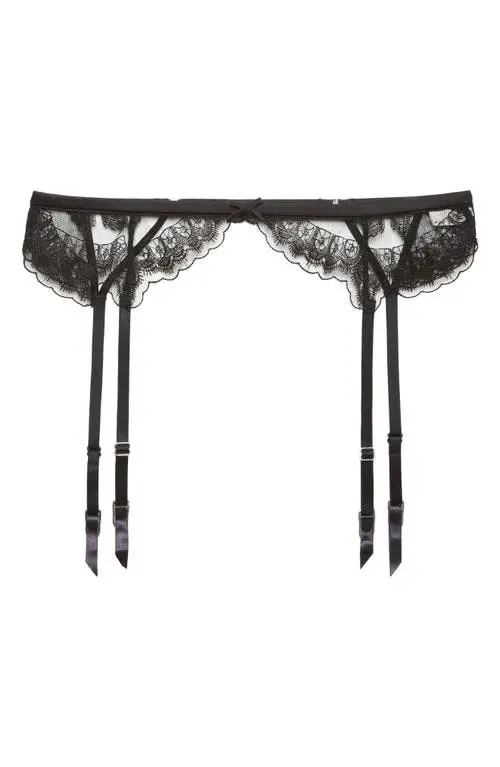 FLEUR DU MAL Mila Eyelash Lace Garter Belt - Black
