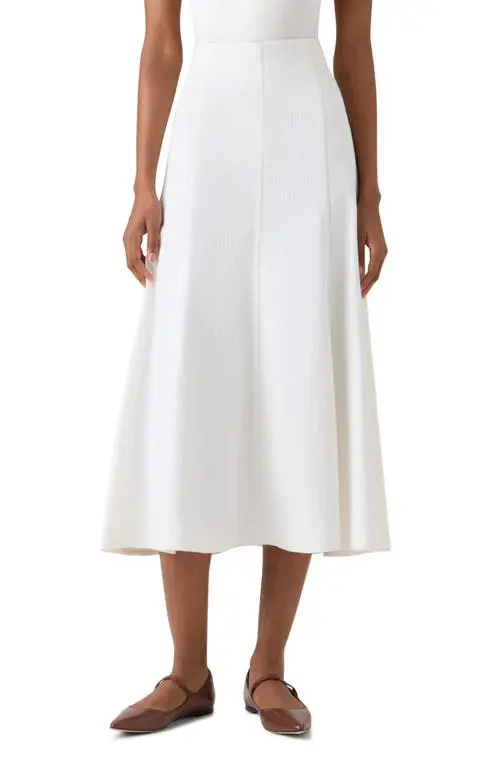 Akris Stretch Denim A-line Midi Skirt - Cream