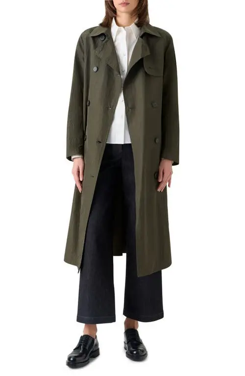 Akris Crinkled Parachute Taffeta Trench Coat - Olive
