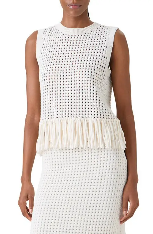 Akris Fringe Hem Mesh Knit Cotton Shell