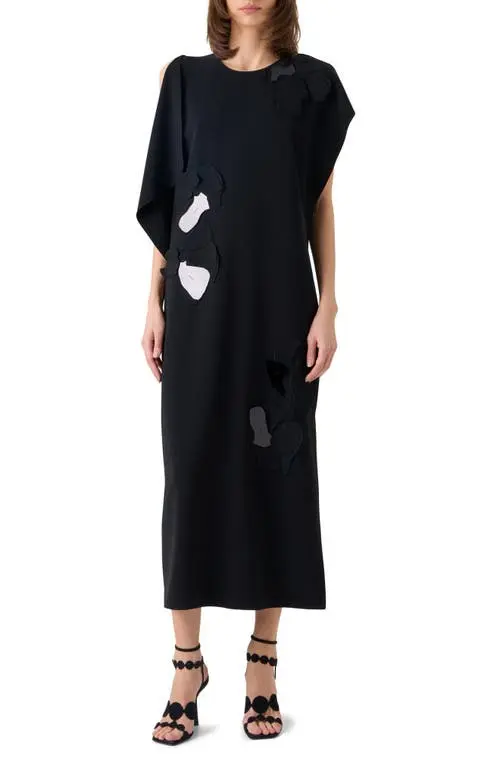 Akris Papercut Flower Laser Cut Crepe Dress - Black