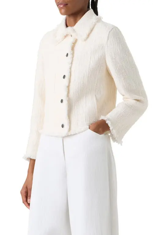 Akris Fringe Cotton Blend Tweed Jacket