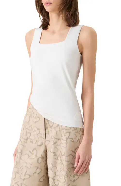 Akris Signature Dot Square Neck Stretch Modal Tank - Cream