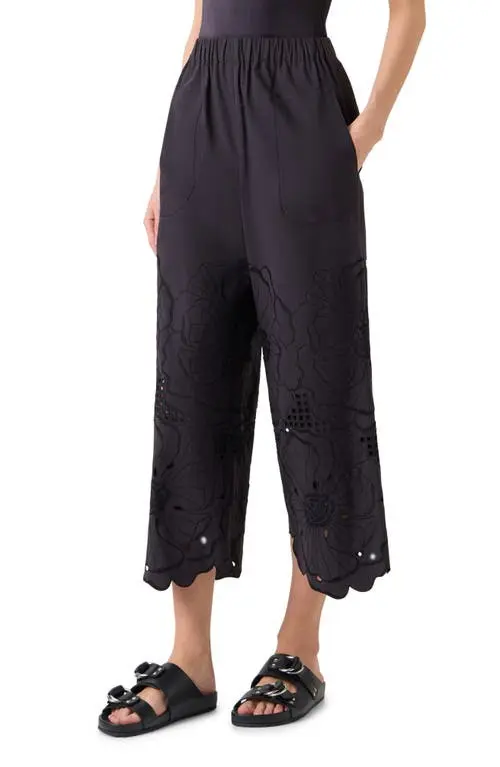 Akris Flower Eyelet Cotton Poplin Crop Pants