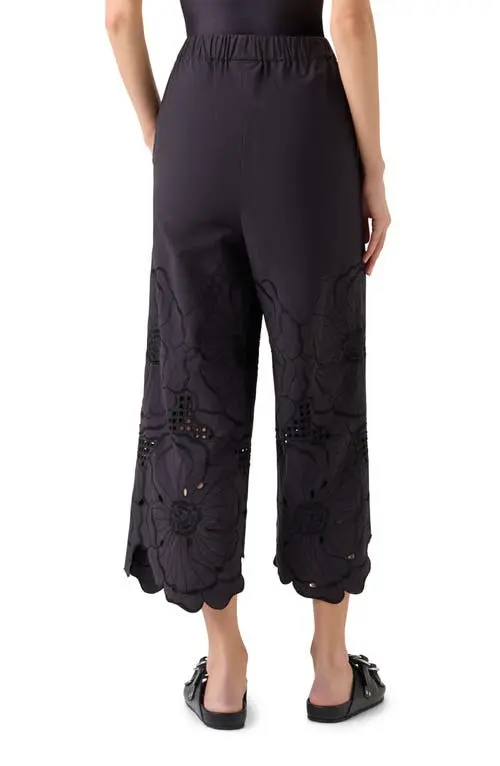 Akris Flower Eyelet Cotton Poplin Crop Pants