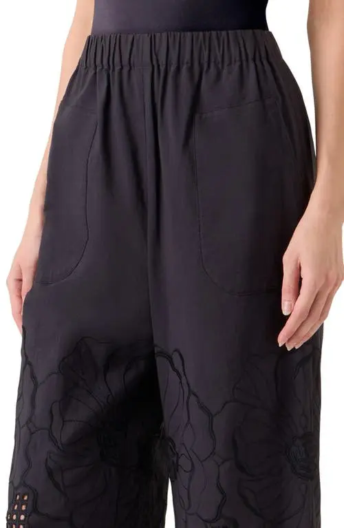 Akris Flower Eyelet Cotton Poplin Crop Pants