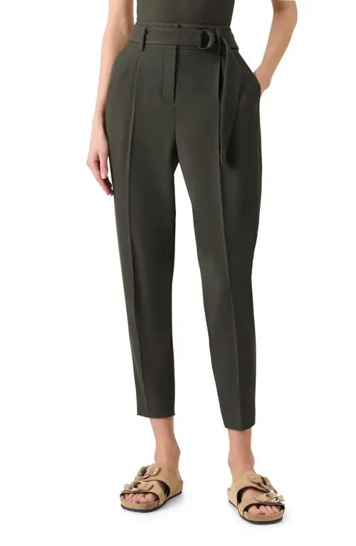 Akris Belted Virgin Wool Tricotine Crop Pants - Olive