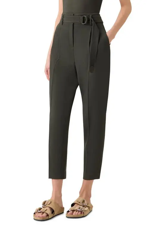 Akris Belted Virgin Wool Tricotine Crop Pants