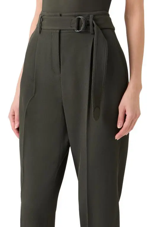 Akris Belted Virgin Wool Tricotine Crop Pants