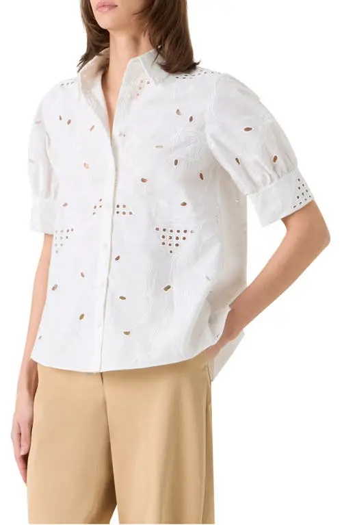 Akris Embroidered Cotton Eyelet Shirt