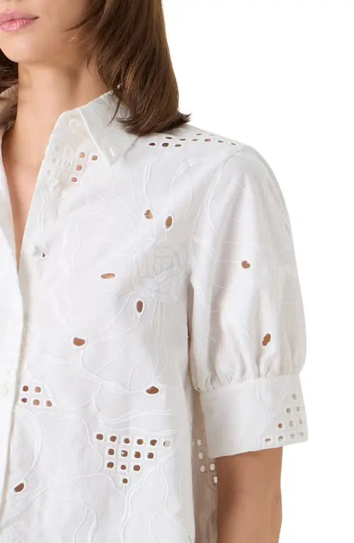 Akris Embroidered Cotton Eyelet Shirt