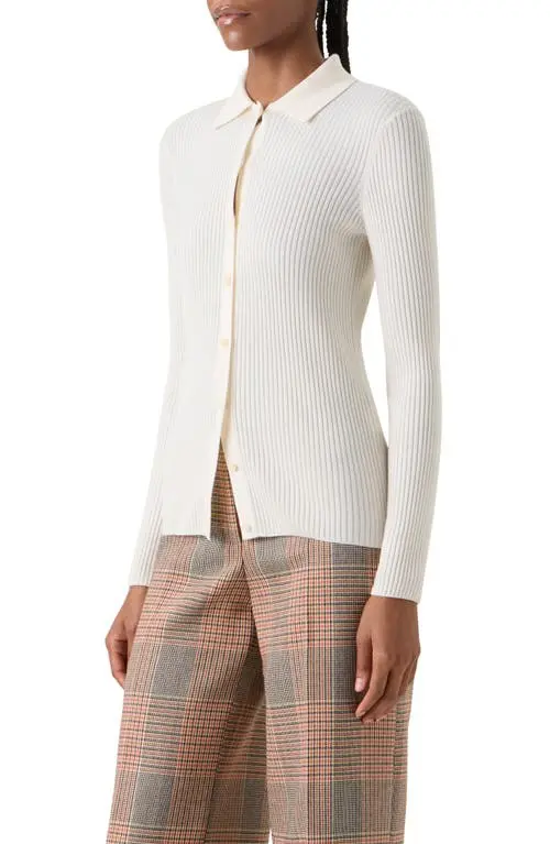 Akris Fitted Merino Wool Rib Cardigan