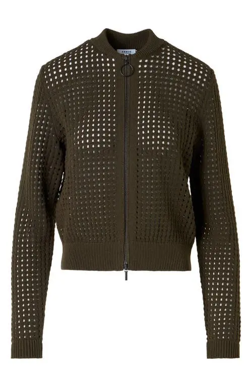 Akris Chunky Open Stitch Zip Cardigan