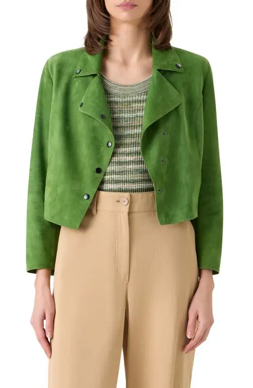 Akris Asymmetrical Suede Cropped Jacket - Green
