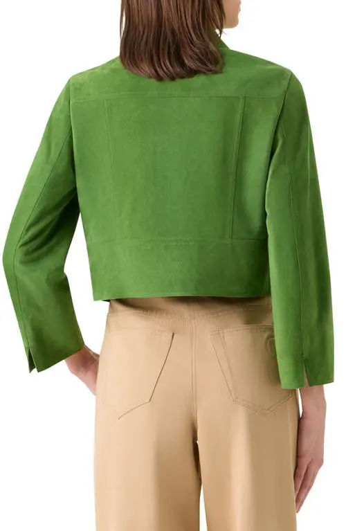 Akris Asymmetrical Suede Cropped Jacket
