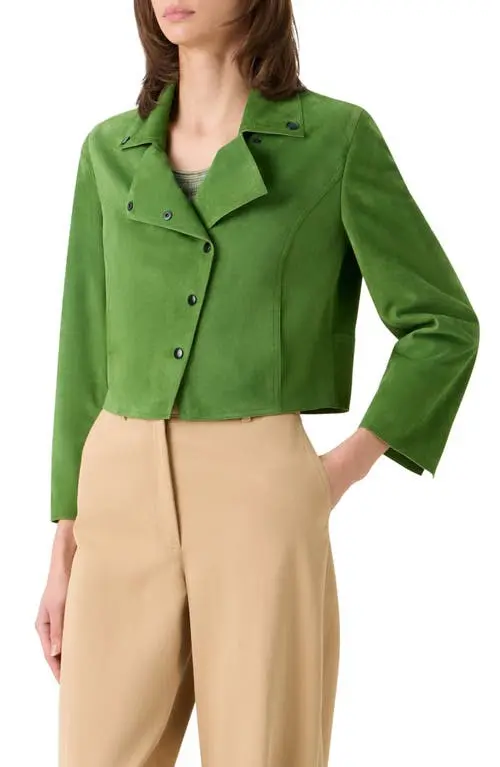Akris Asymmetrical Suede Cropped Jacket