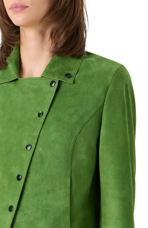 Akris Asymmetrical Suede Cropped Jacket