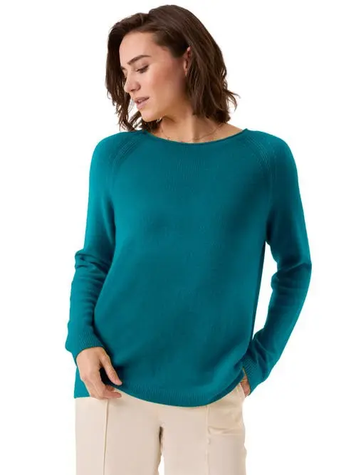 CELTIC & CO. Roll Edge Crew Neck Jumper - Teal