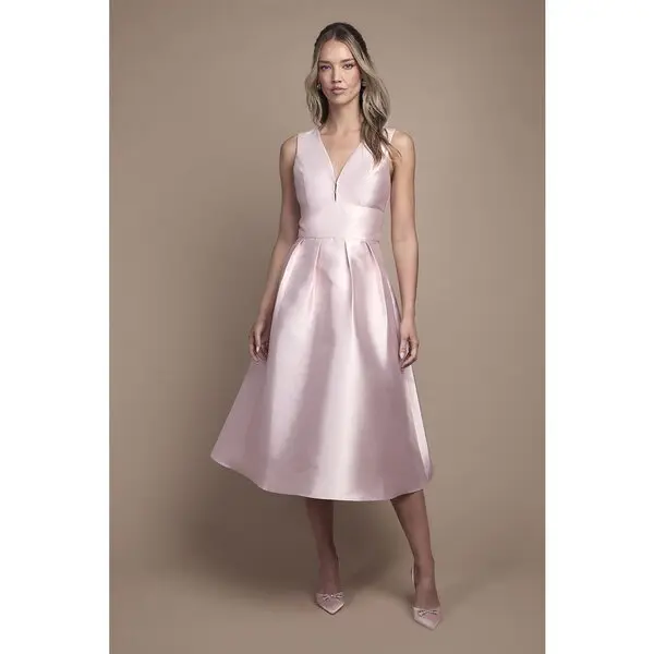 Coast Structured Twill Midi Bridesmaid Dress - Blush