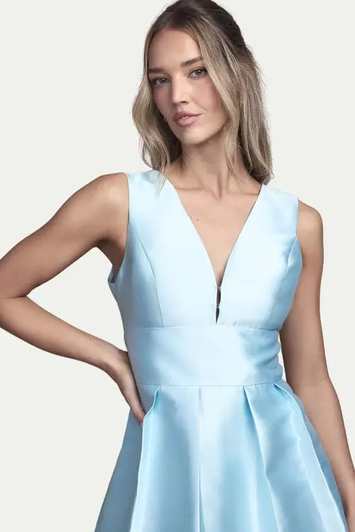 Coast Structured Twill Midi Bridesmaid Dress - Pale Blue