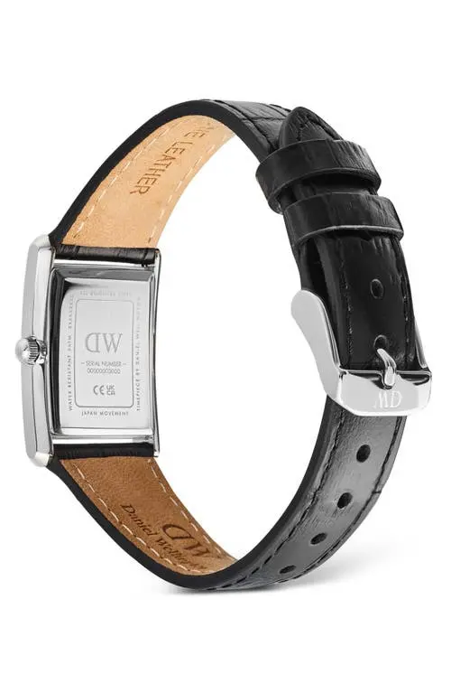 DANIEL WELLINGTON Rectangular Tank Leather Strap Watch