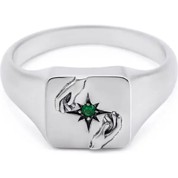 SERGE DENIMES Sterling Oracle Ring With Cubic Zirconia - Silver