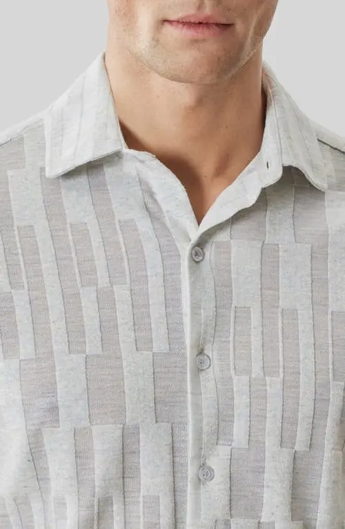 Robert Barakett Vessar Texture Knit Short Sleeve Button-up Shirt - Swan