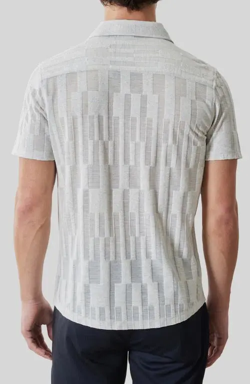 Robert Barakett Vessar Texture Knit Short Sleeve Button-up Shirt - Swan