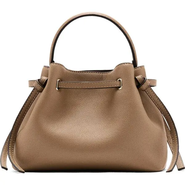Mango Faux Leather Bucket Bag - Medium Brown