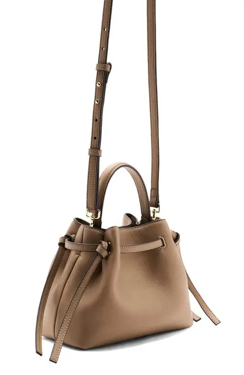 Mango Faux Leather Knotted Bucket Bag