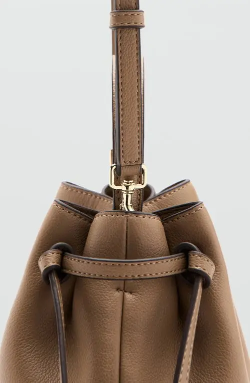 Mango Faux Leather Knotted Bucket Bag