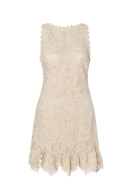 MALINA Miranda Ruffled Guipure Lace Mini Dress